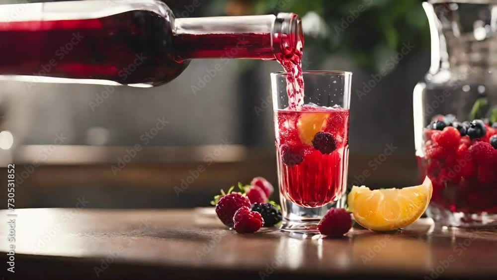 glass of ice tea. pouring tea in a glass, berry tea, iced tea pouring ...