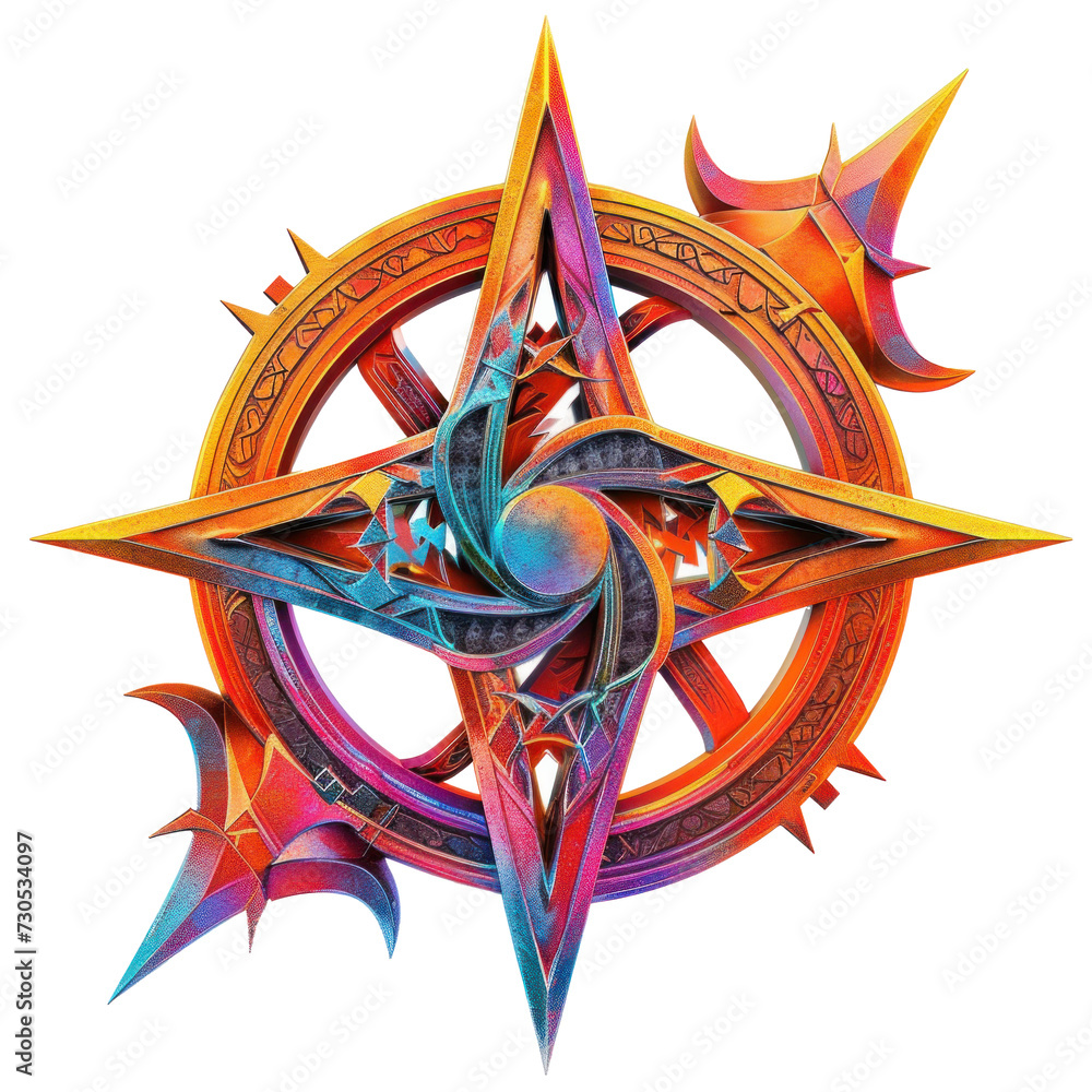 Colorful Abstract Compass Design png file of isolated cutout object ...