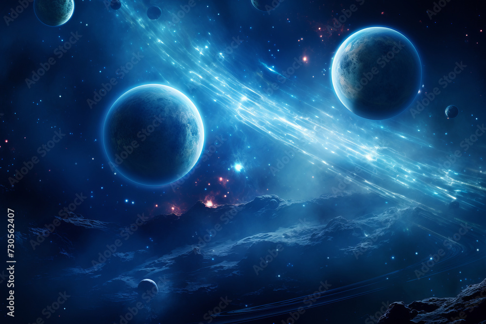 Witness the mysterious allure of blue planets in the cosmic tapestry of ...