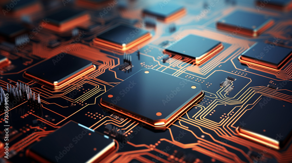 Circuit board technology background with central computer processors ...