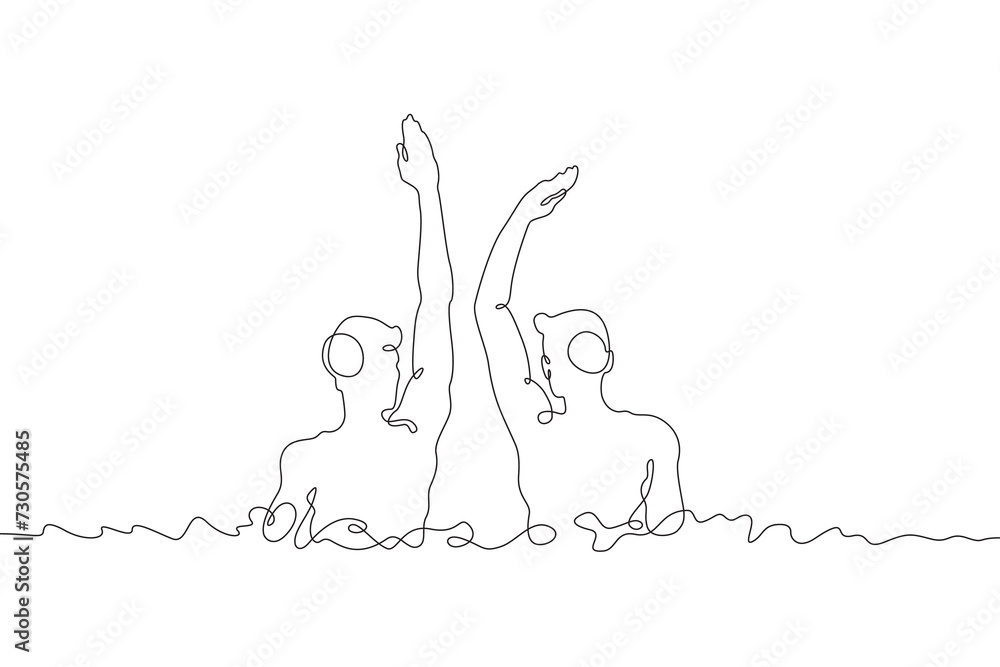 Women's synchronized swimming duet. Olympic water sport. Girls are ...