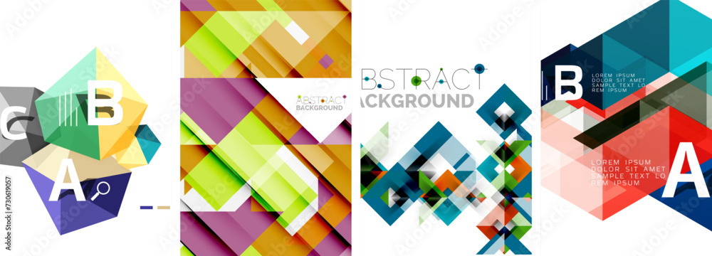 Set of triangle pattern poster backgrounds. Vector illustration For ...