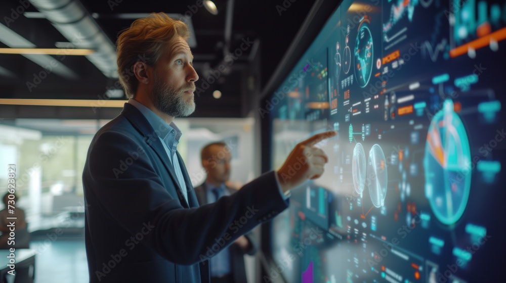 Ilustracja Stock: Young entrepreneur in tech startup ambiance ...