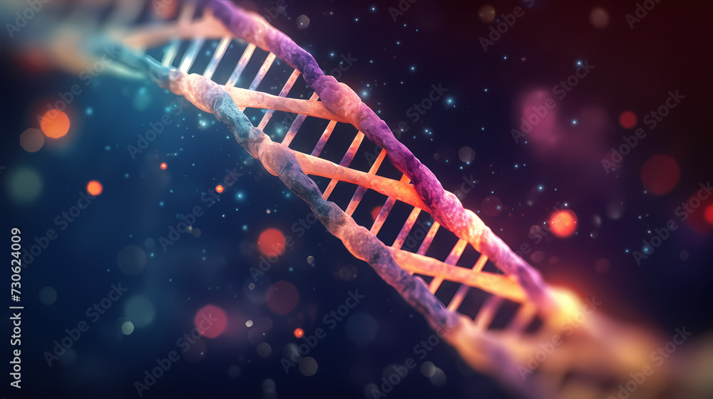 Human DNA structure, 3D illustration of helical DNA molecule Stock ...