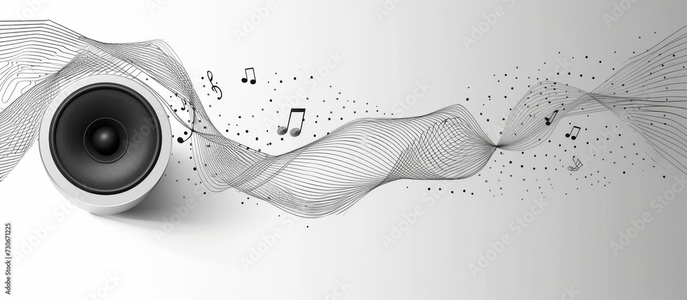 a minimalist flat 2D vector style speaker on the left side of a ...