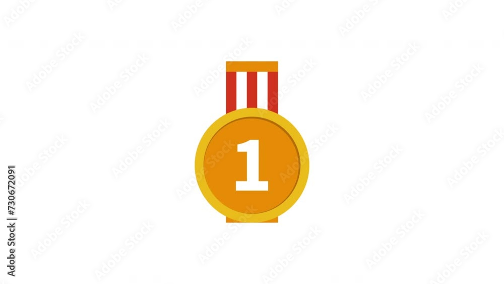 number 1 golden medal animation on a white background. 4k video Stock ...