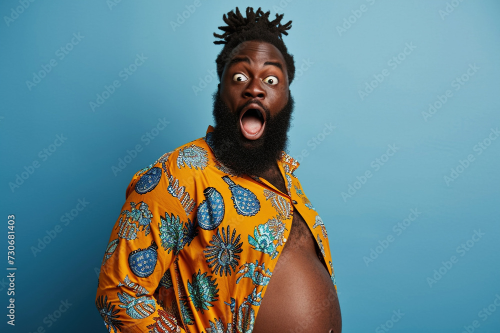 Excited pregnant African American adult trans man with beard, father on ...