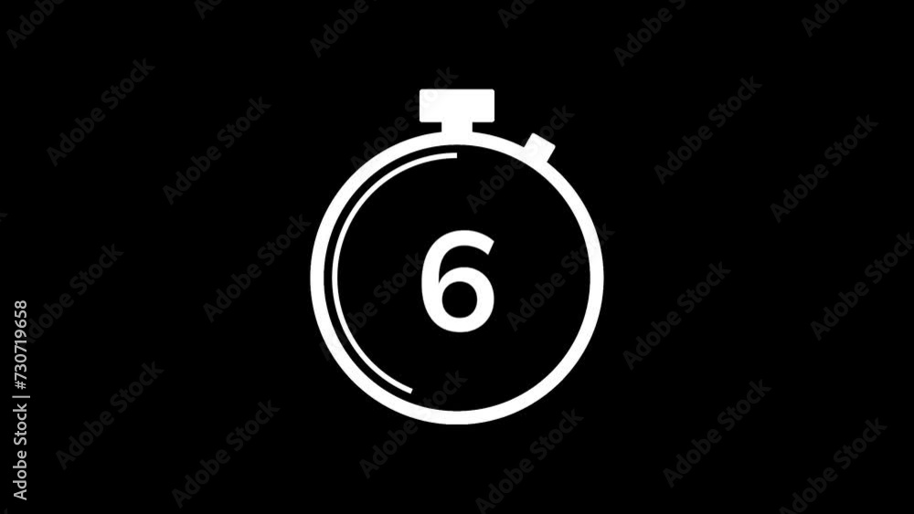 10 second countdown timer animation from 10 to 0 seconds. Modern white ...