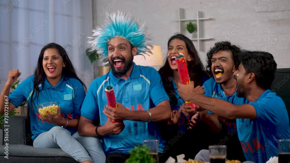 Group of Indian cricket fan celebrating victory of Team India by ...