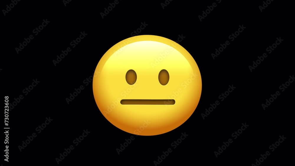 Neutral Face Animated Emoji on a Transparent Background. 4K Loop ...