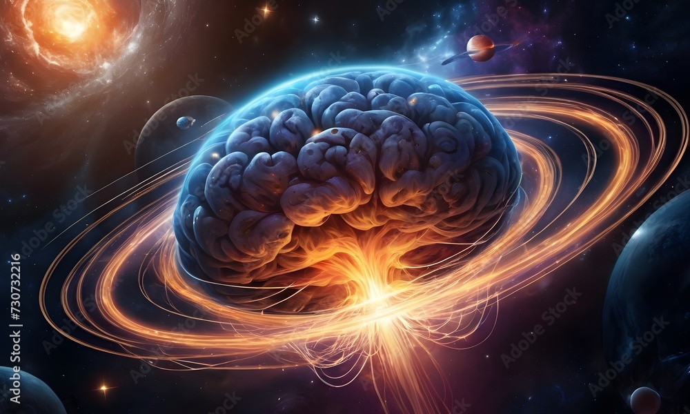 Cosmic Mind Illuminating the Universe reveals a brain amidst celestial ...