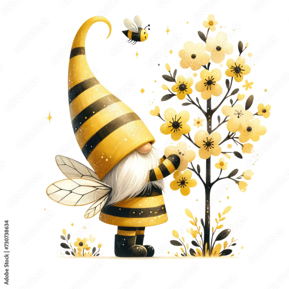 Cute Bee Gnome Clipart for Whimsical Designs and Crafts Adorable ...