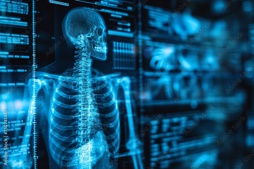 X-ray and MRI of the body in the clinic. Medical diagnostics. Stock ...