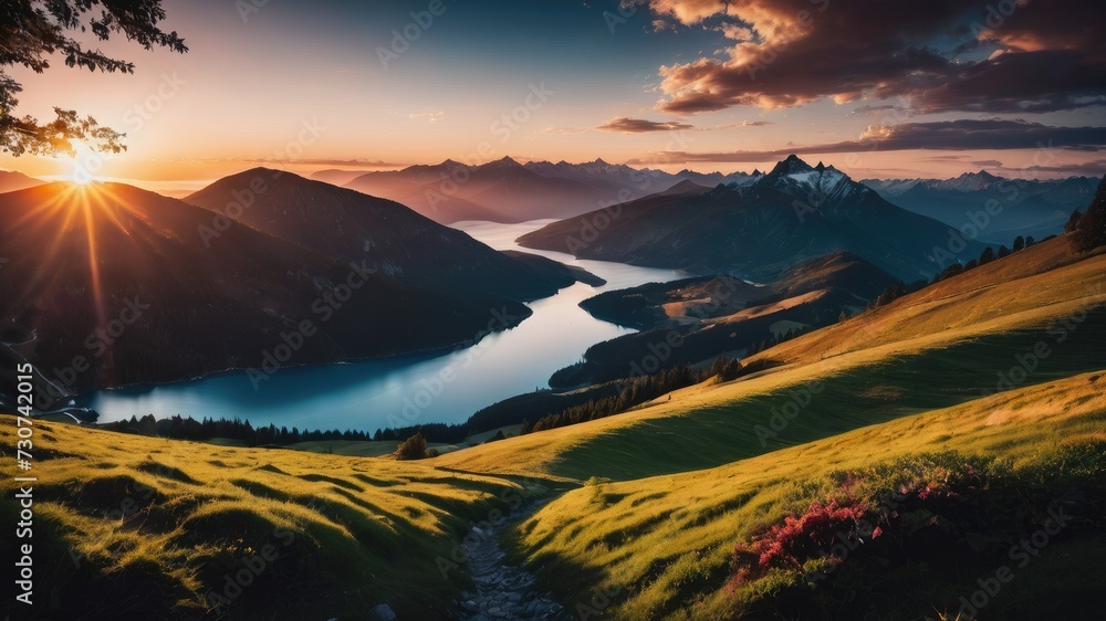 Sunrise in the mountains, Sunrise over the lake, sunset wallpaper ...