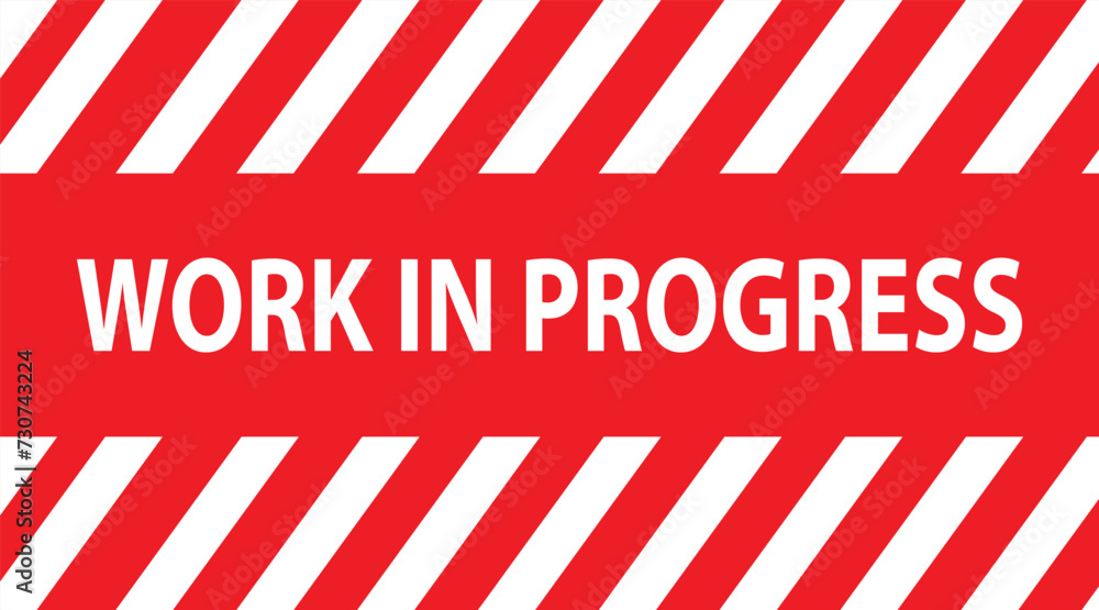 Grunge red WIP work working round rubber seal stamp on white background ...