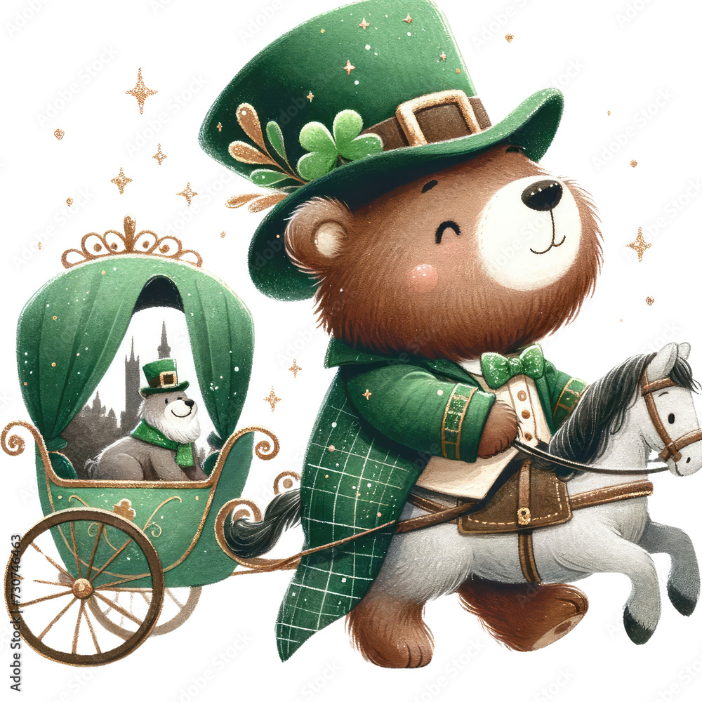Ice St Patrick Teddy Bear Clipart: Festive Irish Holiday Illustration ...