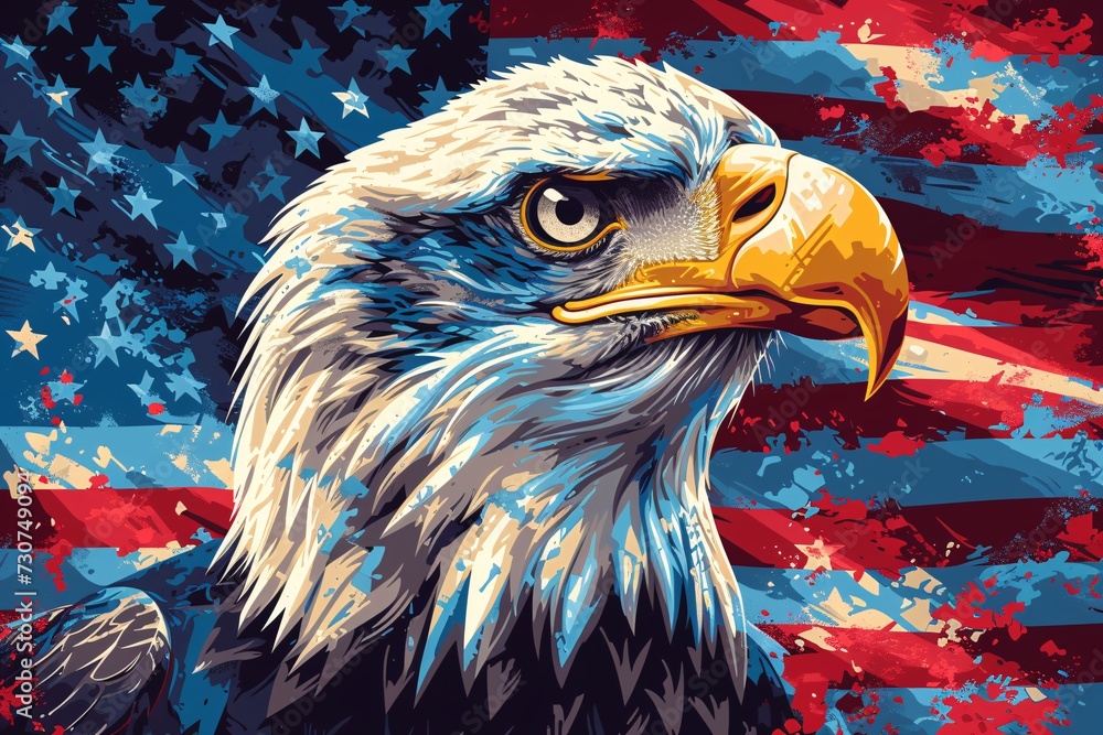 Eagle Eyes - A patriotic eagle with a blue, white, and red color scheme ...
