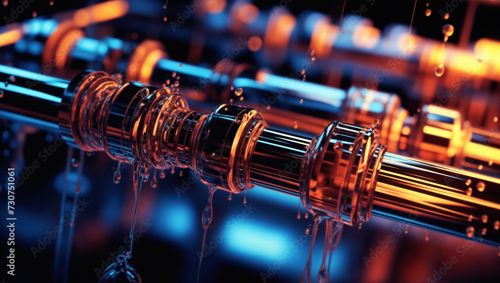 Leaky plumbing metal pipe. Addressing water damage and maintenance ...