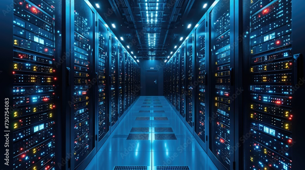 Large detailed floor plan of a server network. Generative AI. Stock ...