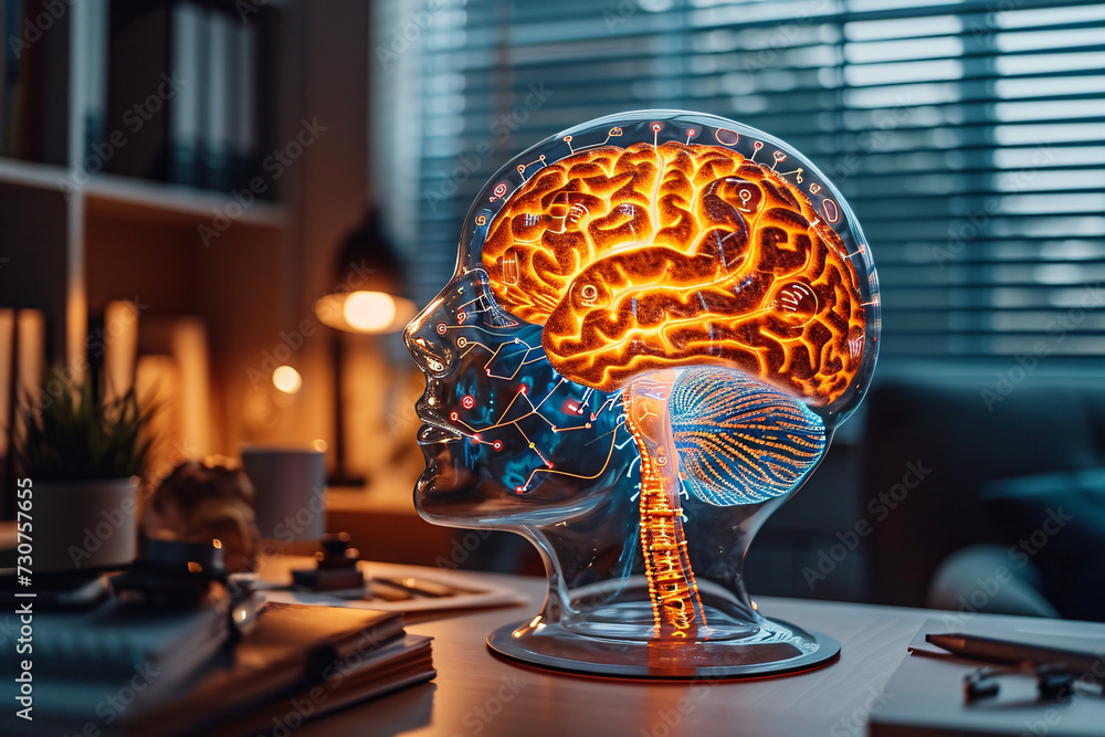 lifestyle stock photography of Focused brain model with memory-related ...