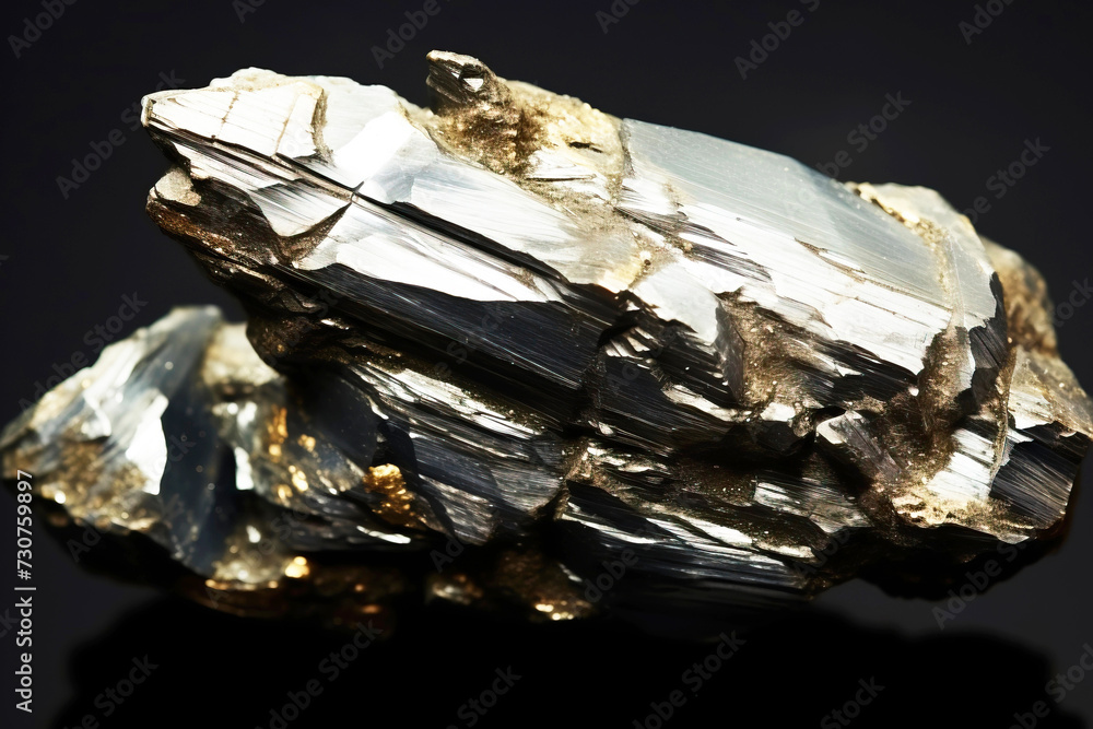 Arsenic is a rare precious natural stone on a black background. AI ...
