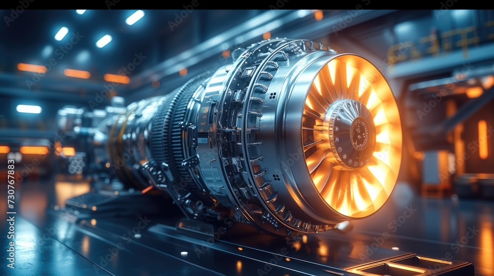 Futuristic industrial gas turbine engine. Engineering equipment ...
