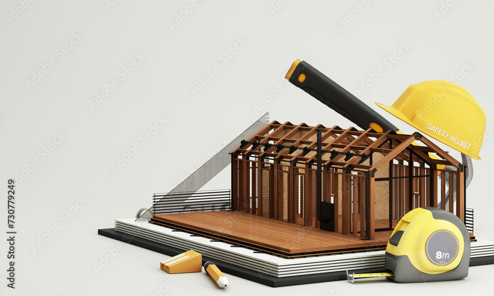 Ilustrace „A residential house with tools an architect's. Housing ...