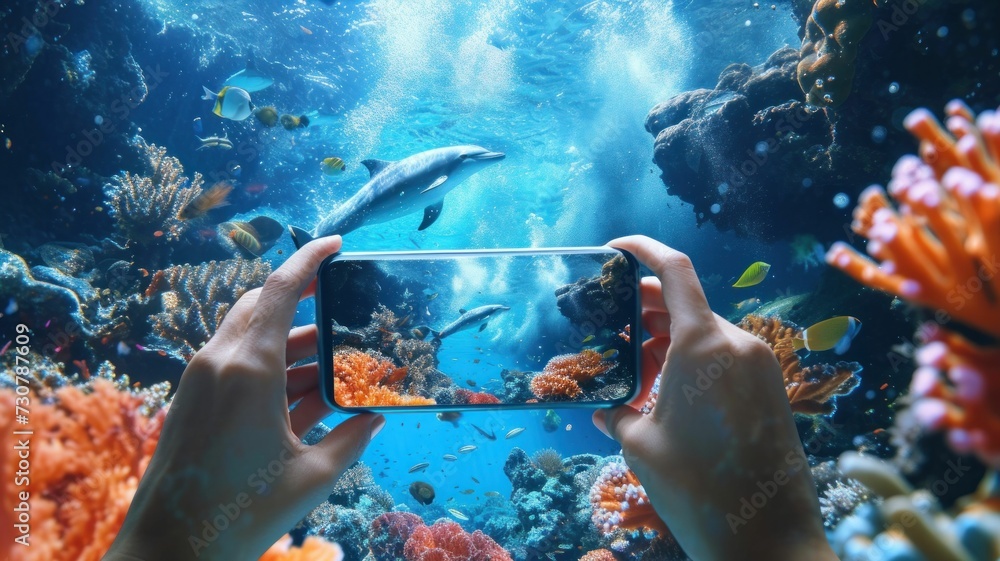 Cyber dolphin promoting underwater cameras with stunning visuals of ...