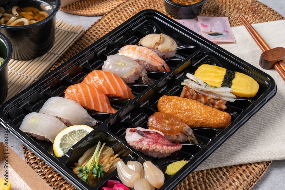 Sushi, Japanese, sashimi, side dishes, set menu, lunch box, tuna ...