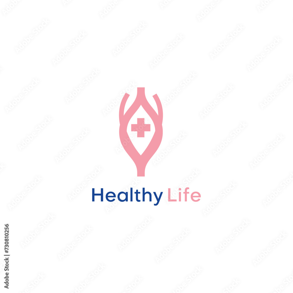 Female reproductive organ with cross medical icon logo. Usable for ...