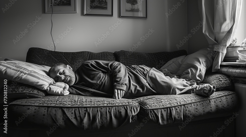 older man sleeping in the sofa bed, siesta, afternoon nap Photos ...