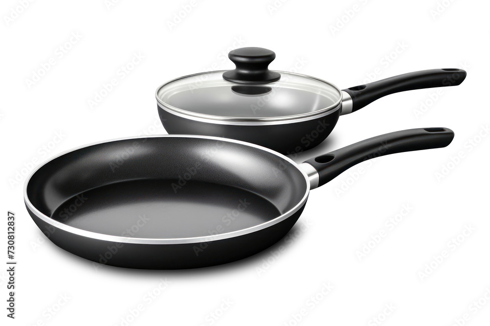 Two frying pans placed side by side on a countertop, showcasing their ...