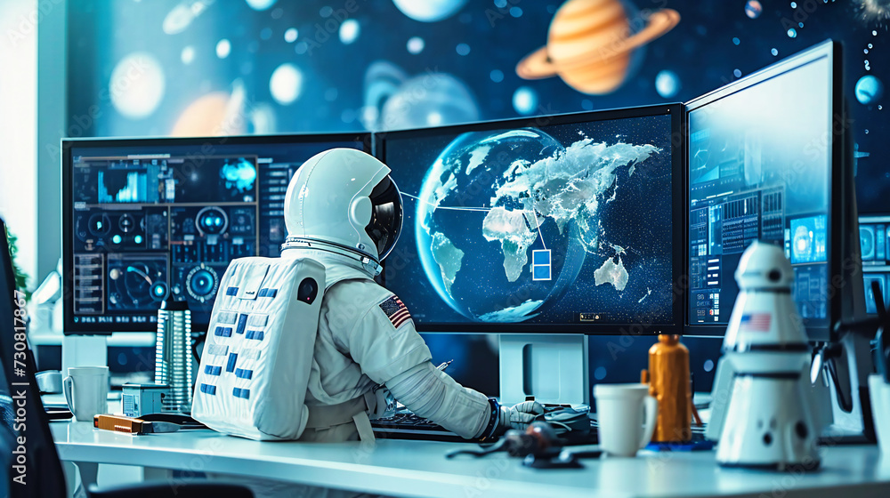 Astronaut in space with Earth in the background, symbolizing human ...