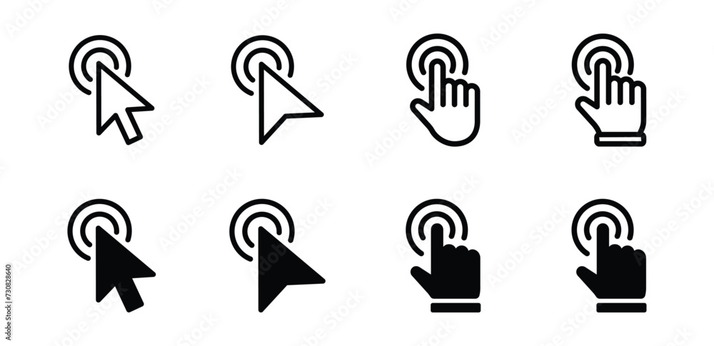 Cursors icons click set. Cursors icon click, Clicking cursor, pointing ...