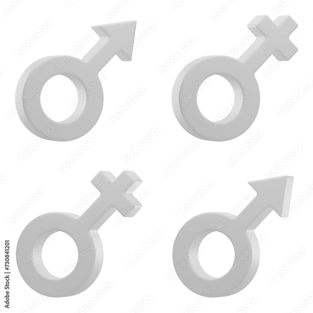 Set of white male and female symbols with transparent background, PNG ...
