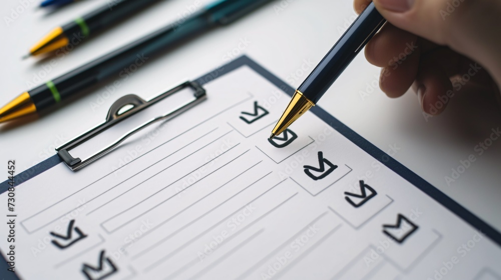 E-survey with tick boxes completing online questionnaire form for ...