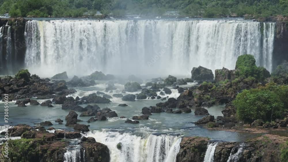 Rocky Plunge Pool Eroding From Rough Crashing Waterfall, Wide ...