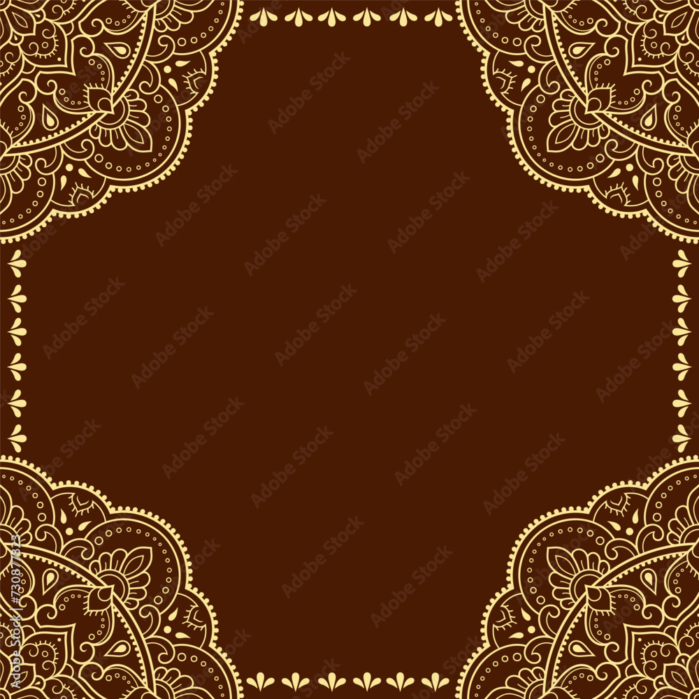 Frame in eastern tradition. Stylized with henna tattoos decorative ...