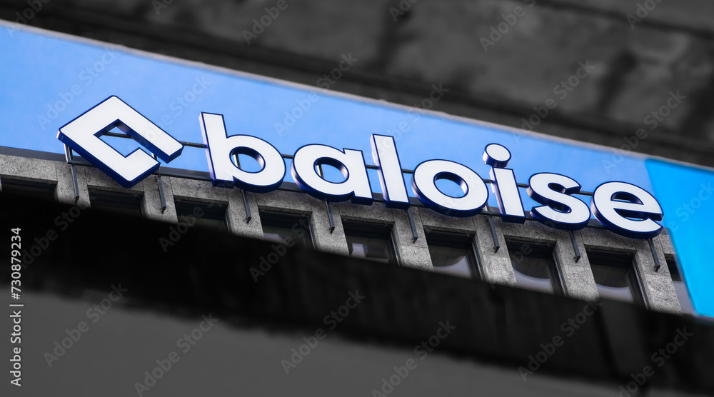 Geneva, Switzerland - February 3, 2024: Baloise Holding is a Swiss insurance group based in ...