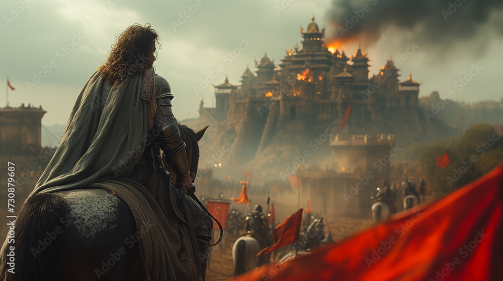The Templar knights, in their distinctive white mantles with a red ...