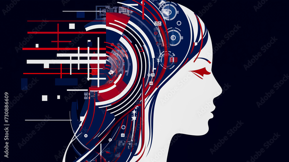 Photo & Art Print Graphic representation of Marianne with a digitized ...