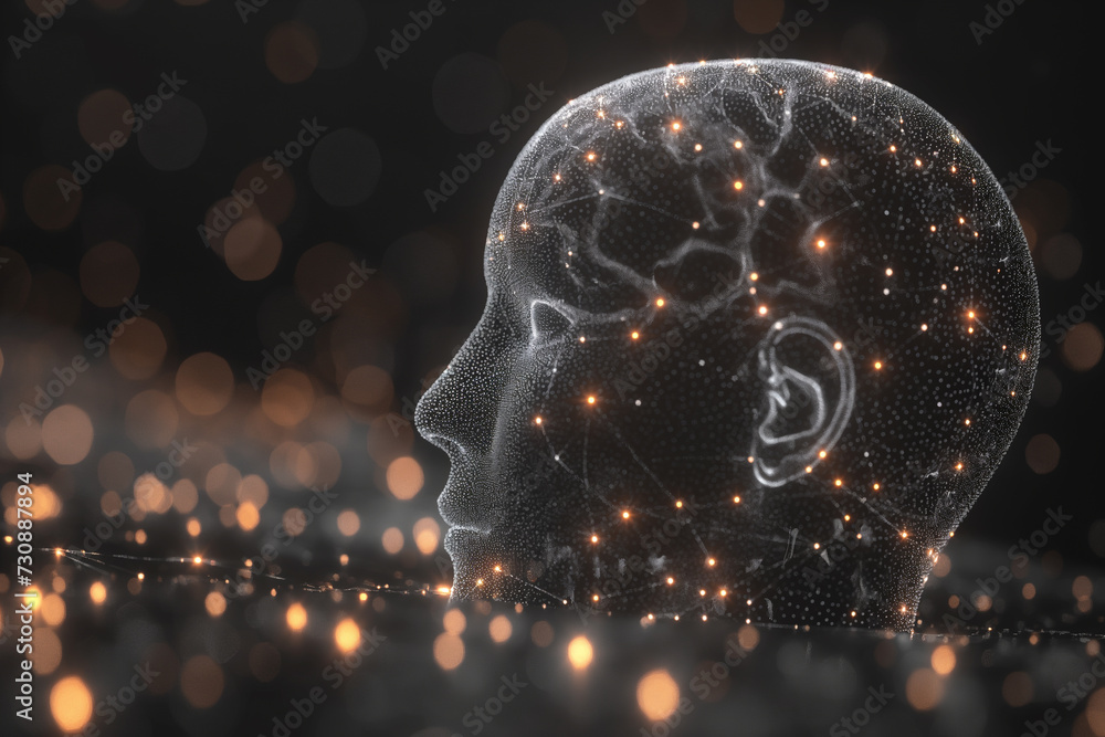 X-ray scan of human brain on white background with black background ...