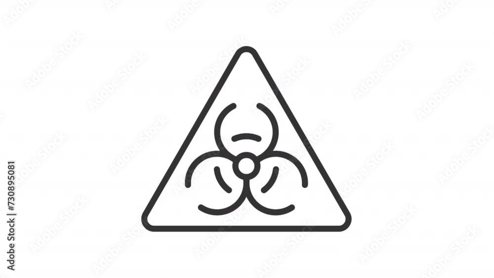 Biohazard sign line animation. Health risk warning animated icon ...