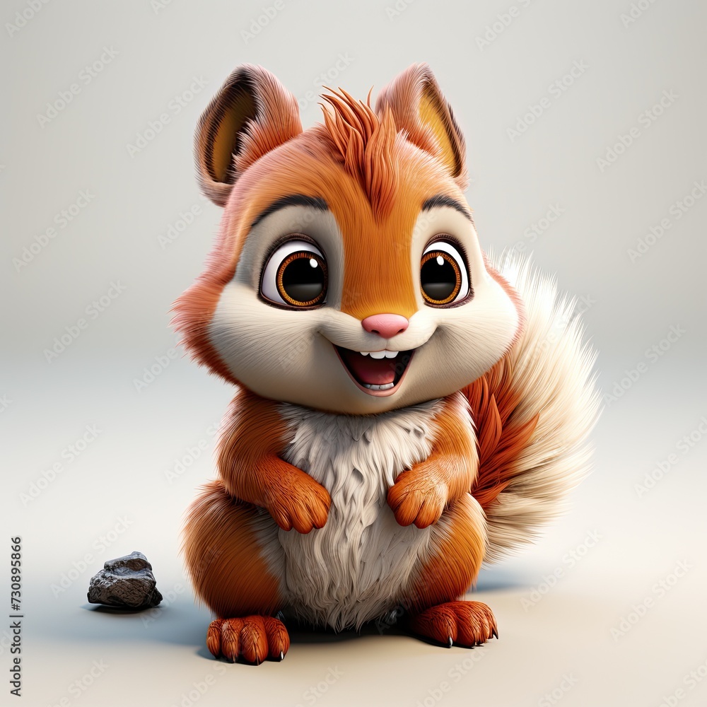 Stylized 3d illustration of a friendly squirrel cartoon character ...
