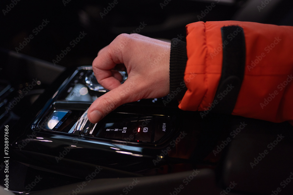 man in car driving BMW i5 eDrive40, Interior, center console, equipment ...