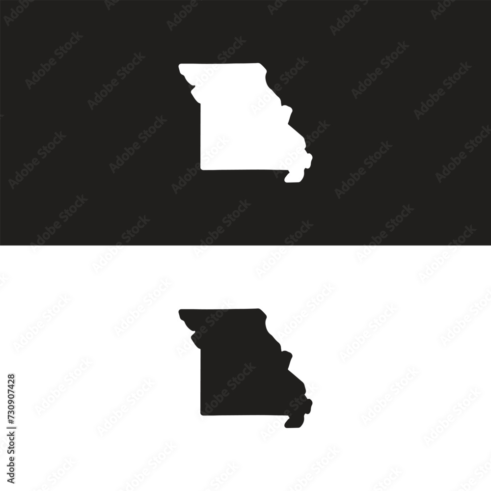 Detailed Map of Missouri State Missouri black map on white background ...
