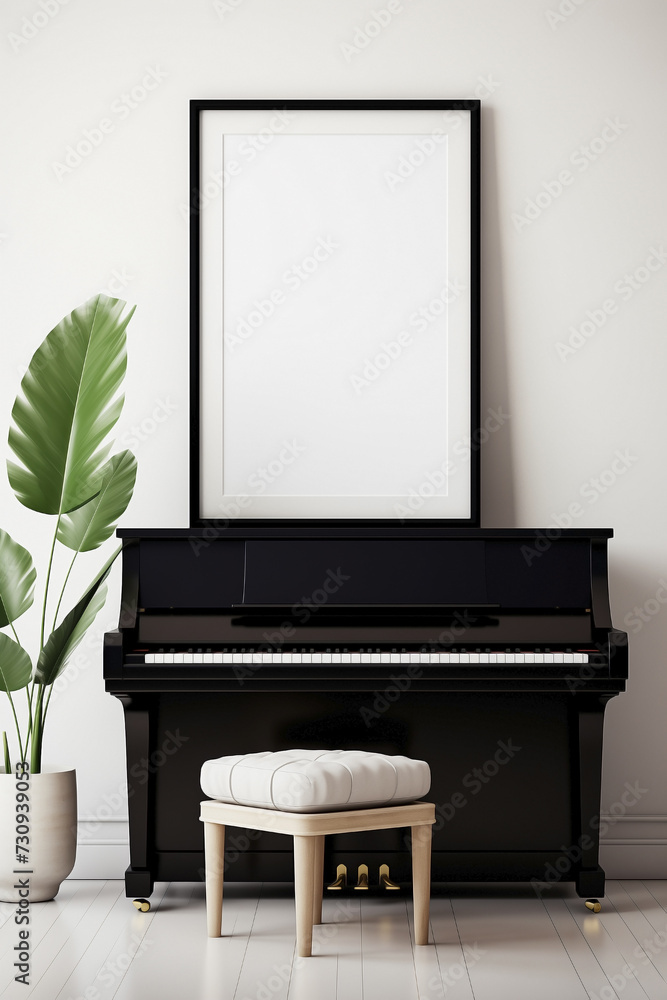 Frame mockup with copy space to place text on top of a black piano ...