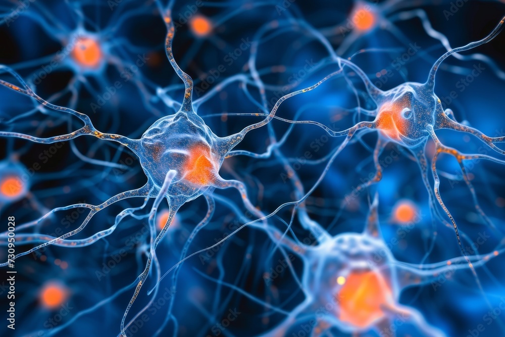 Neurons network in human brain, displaying interconnectedness and ...