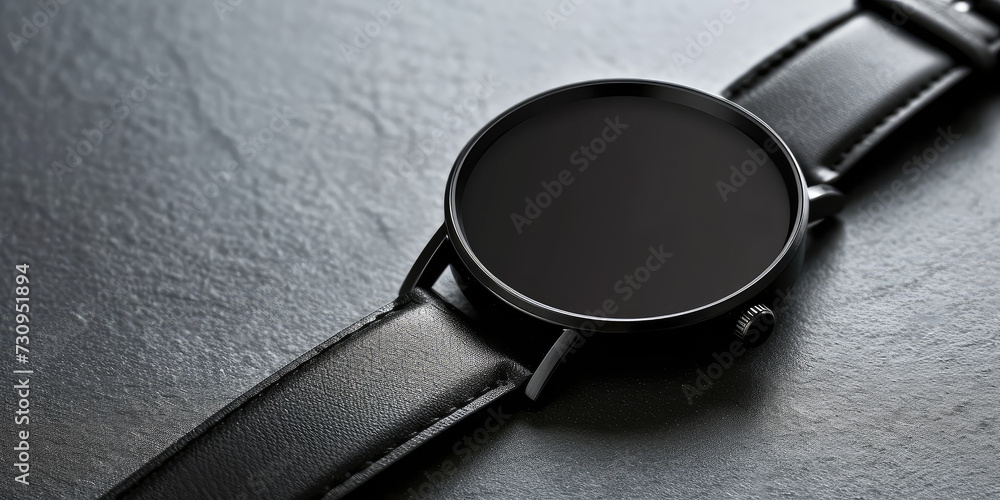 Elegant Smartwatch with Blank Screen mockup. Close-up of a sleek ...