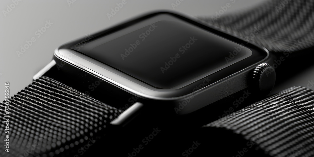 Elegant Smartwatch with Blank Screen mockup. Close-up of a sleek ...
